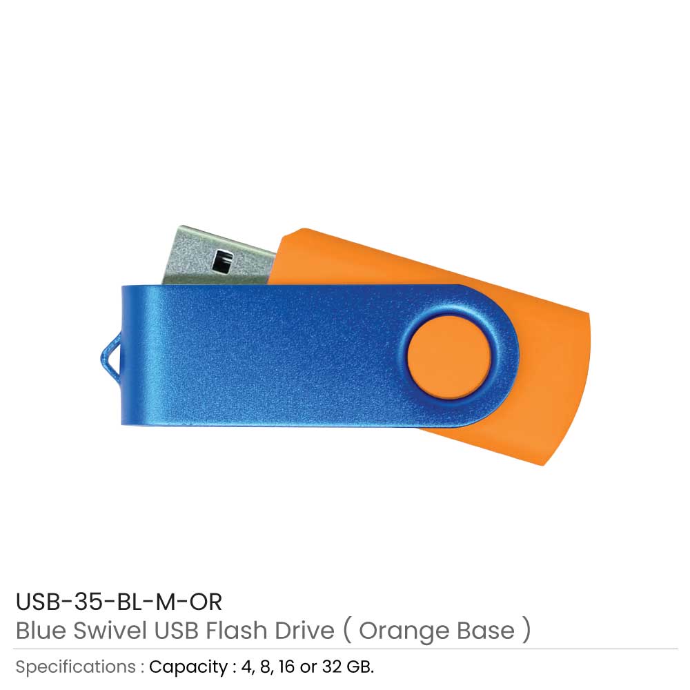 Matt Blue Swivel USB Flash Drives | Promotional Gifts Suppliers