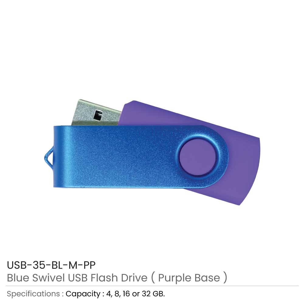 Matt Blue Swivel USB Flash Drives | Promotional Gifts Suppliers