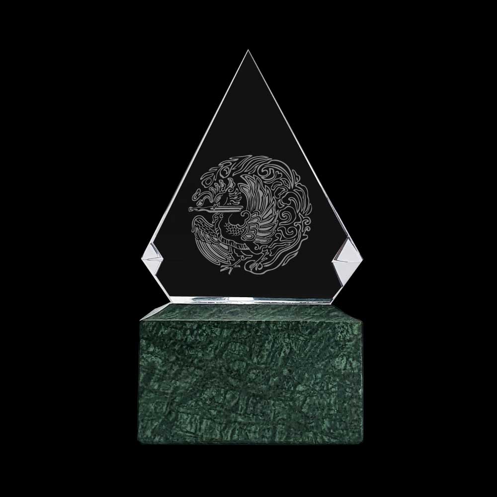 Diamond Shaped Crystal Awards with Marble Base | Promotional Gifts ...